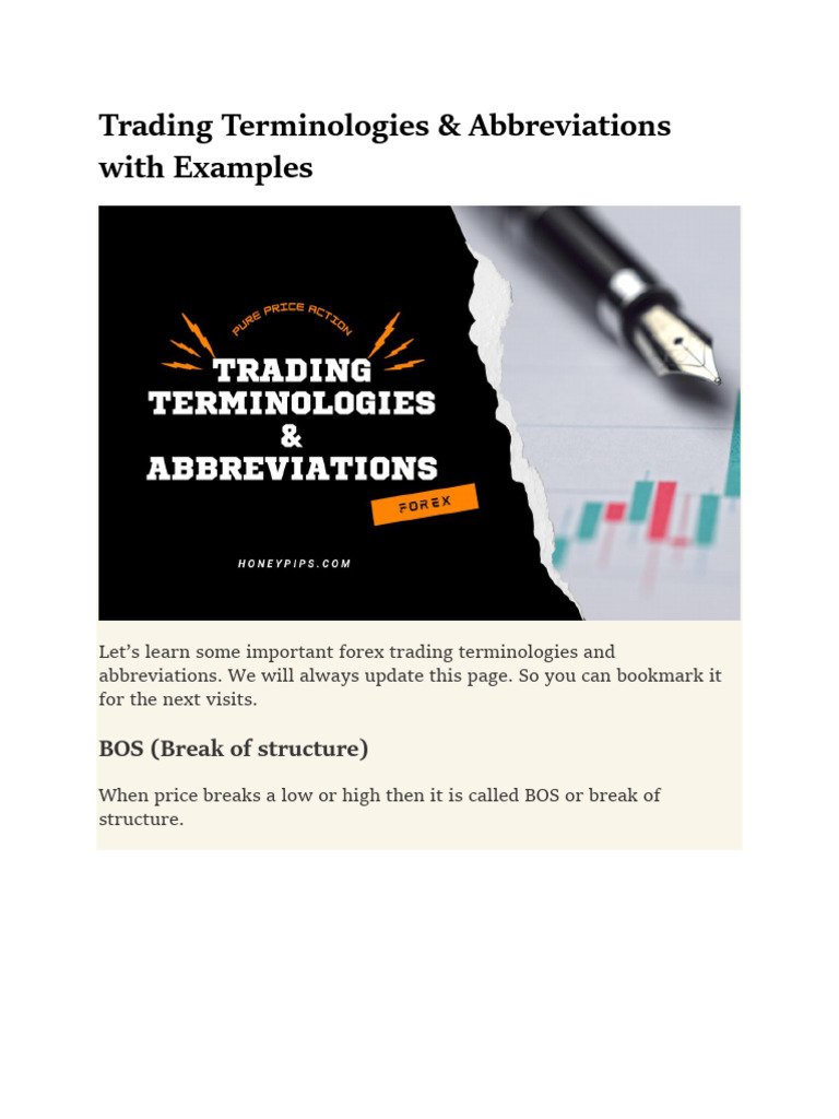 Trading Terminologies & Abbreviations With Examples | PDF | Market ...