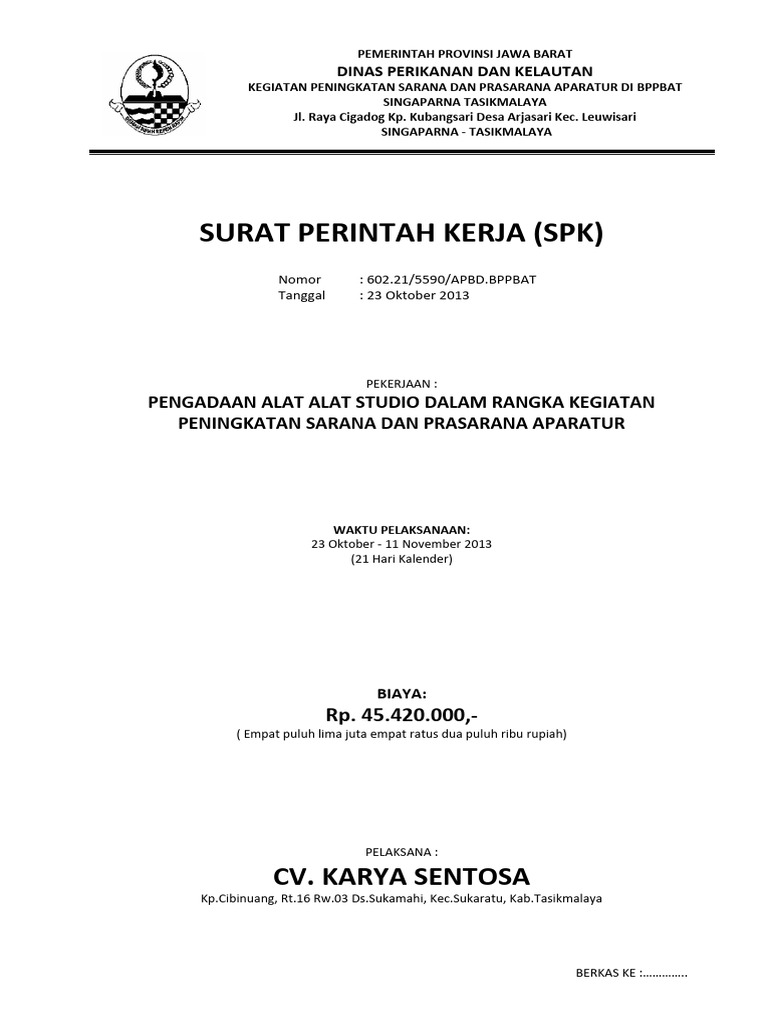 SPK CV. Karya Sentosa 2 | PDF
