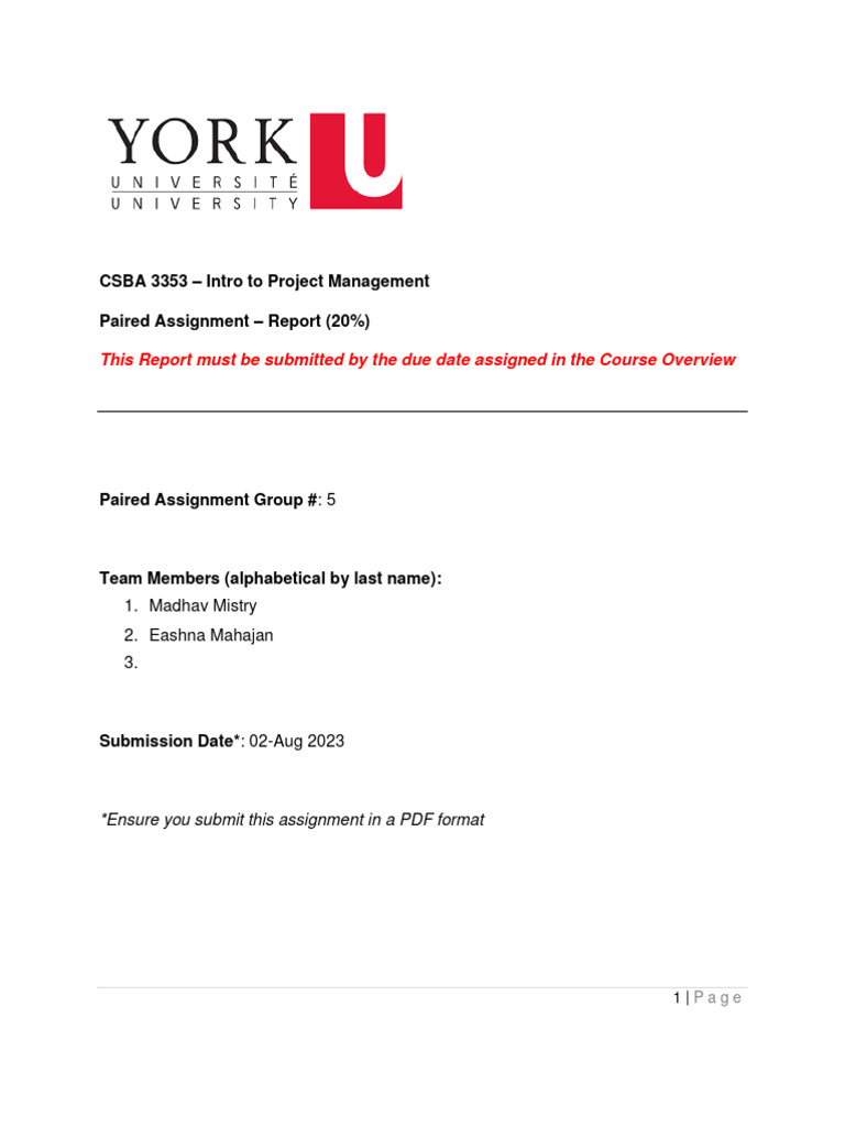 Paired Assignment - Group 5 | PDF | Project Management | Risk