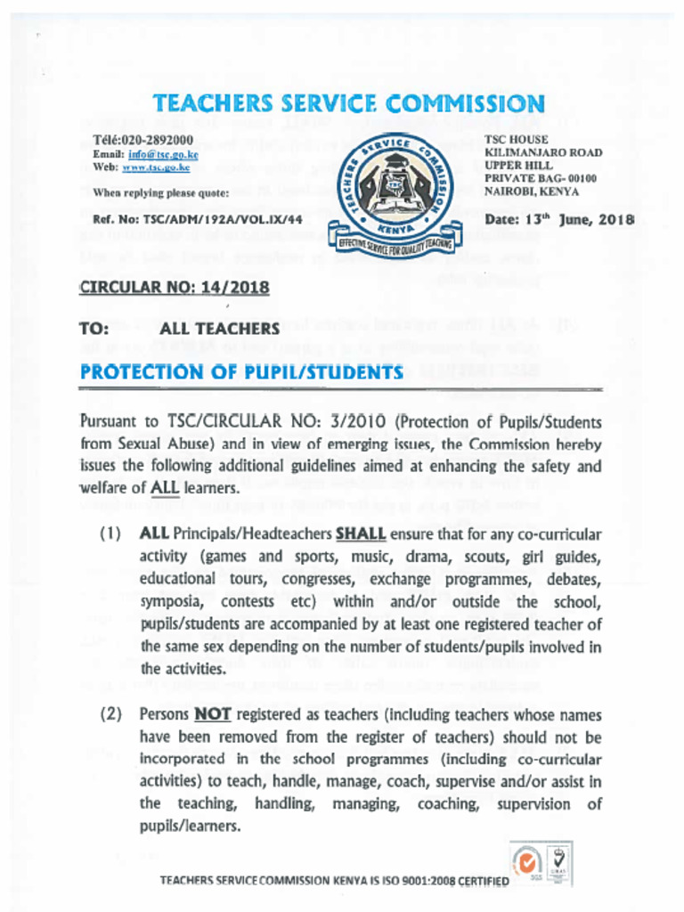 Circular On Protection of Pupils - Students | PDF