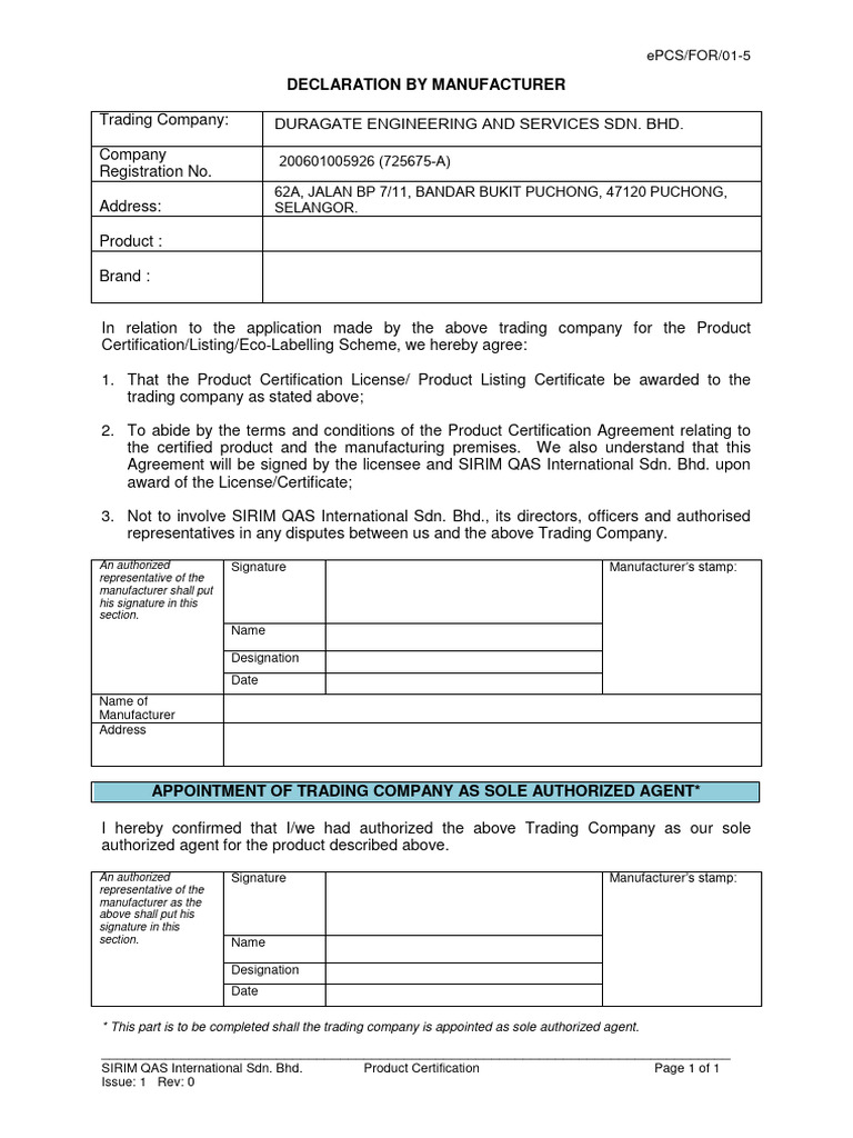 Duragate Engineering Product Certification | PDF | Law