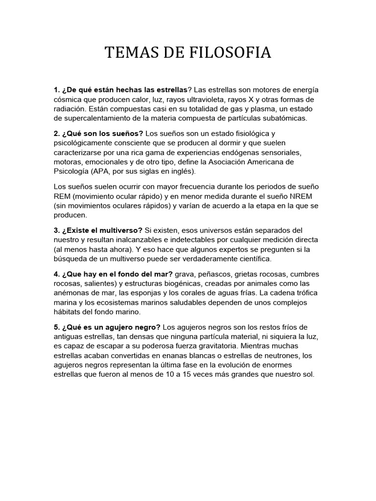 Temas de Filosofia | PDF | Estrellas | Calabozo
