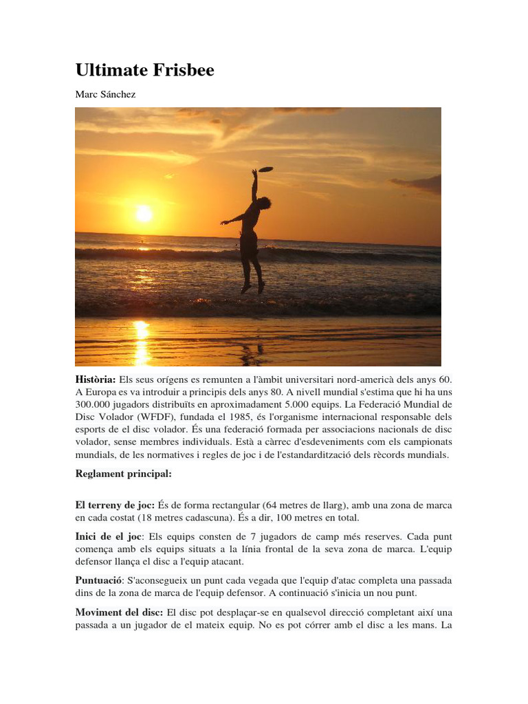 Ultimate Frisbee Marc Sánchez 4ºESO A | PDF