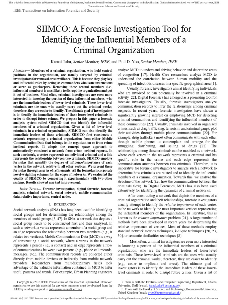 SIIMCO: A Forensic Investigation Tool For Identifying The Influential ...