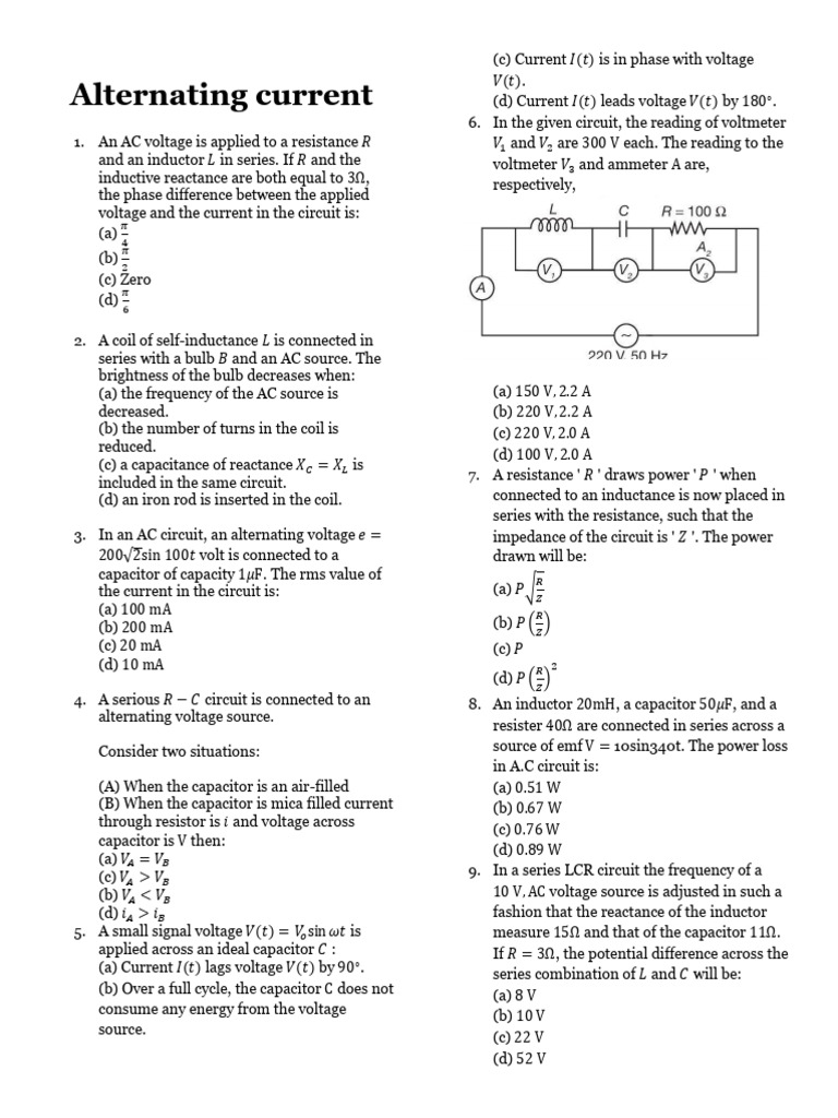 Alternating Current | PDF | Inductor | Capacitor