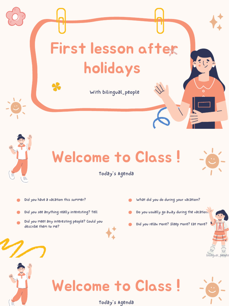 First ESL Lesson After Summer Break | PDF