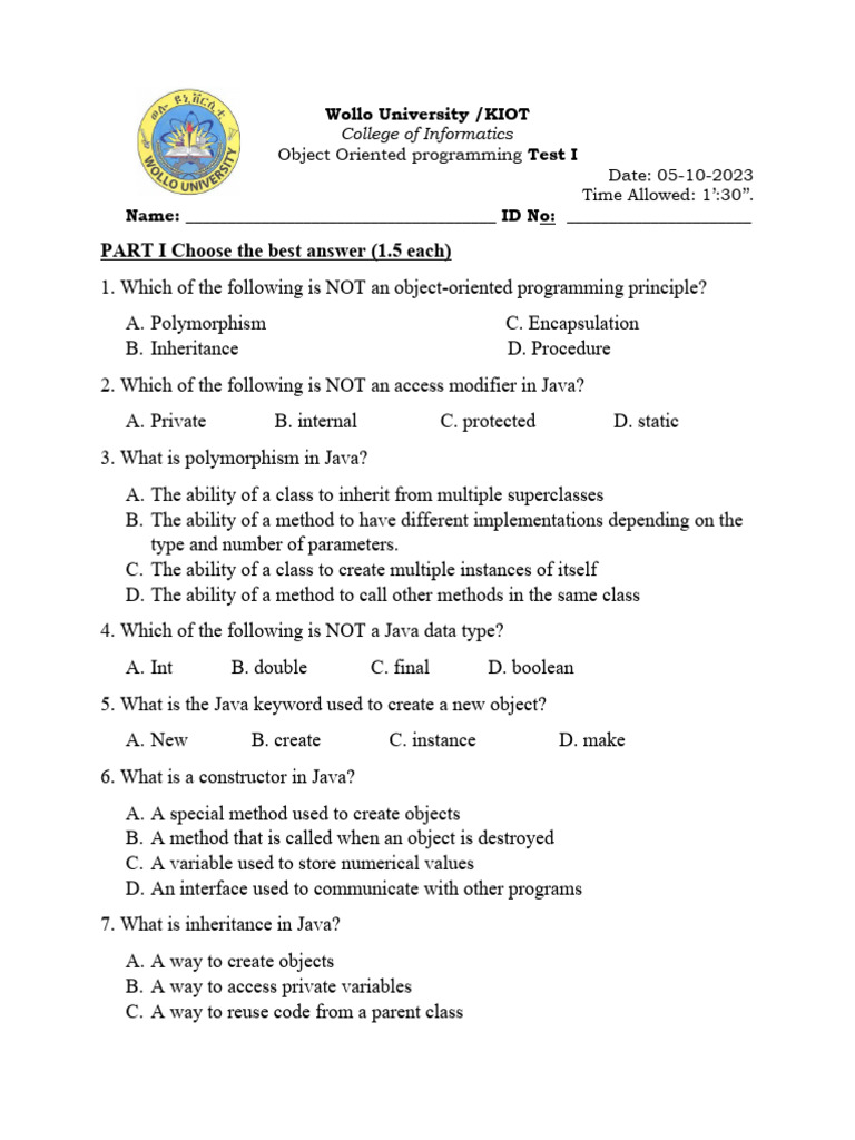2013 Test 1 Pdf Method Computer Programming Class Computer Programming