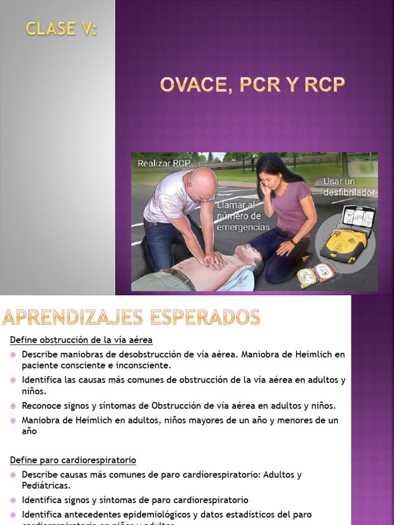 Ovace, PCR y RCP | PDF | Reanimación cardiopulmonar | Paro cardíaco