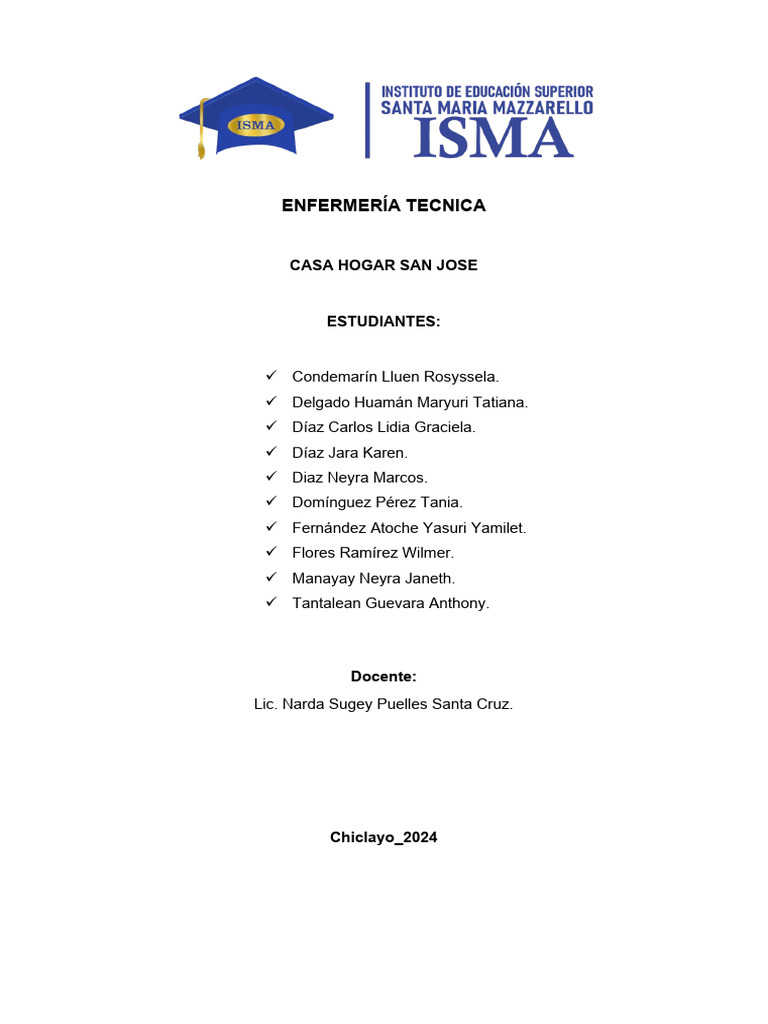 Informe Del Asilo San Jose Chiclayo | PDF | Vejez | Enfermería