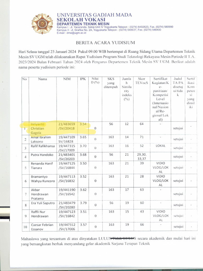 Ba Yudisium New TRM 23 Januari 2024 - Edited | PDF