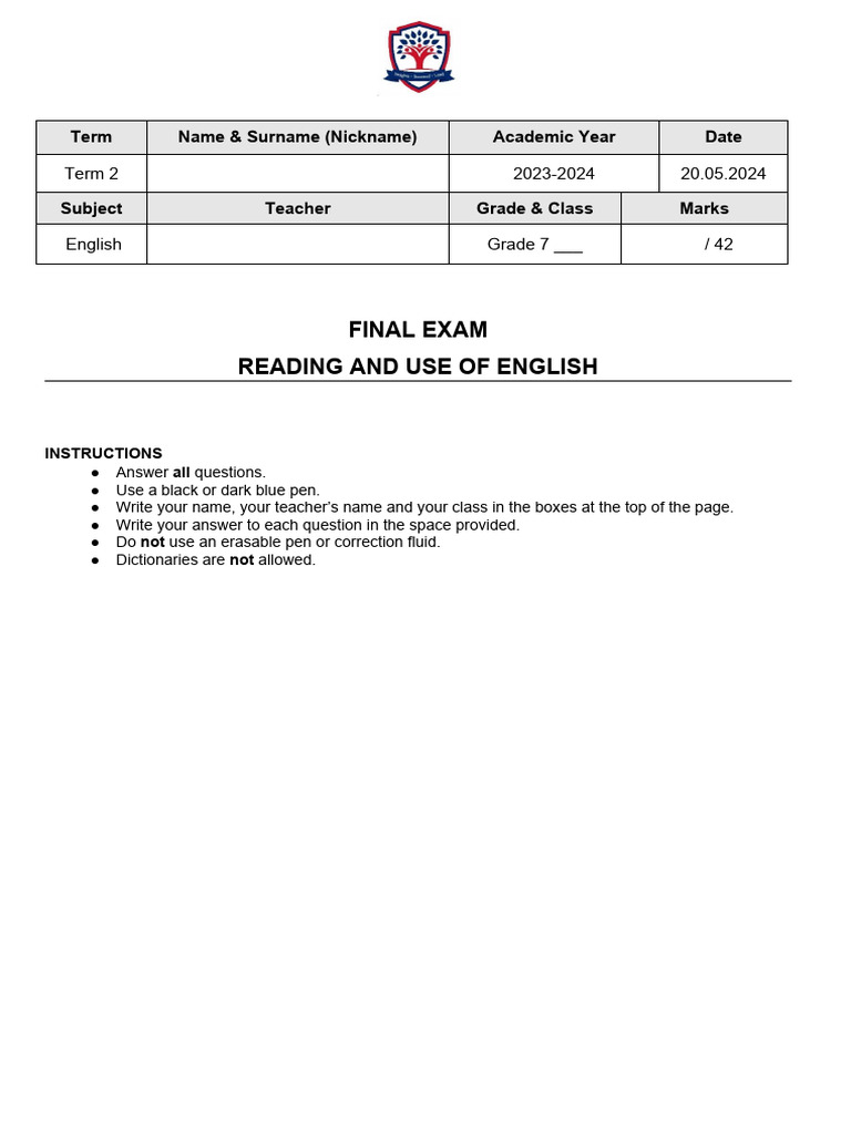 G7 Reading and Use of English QP | PDF | Biscuit