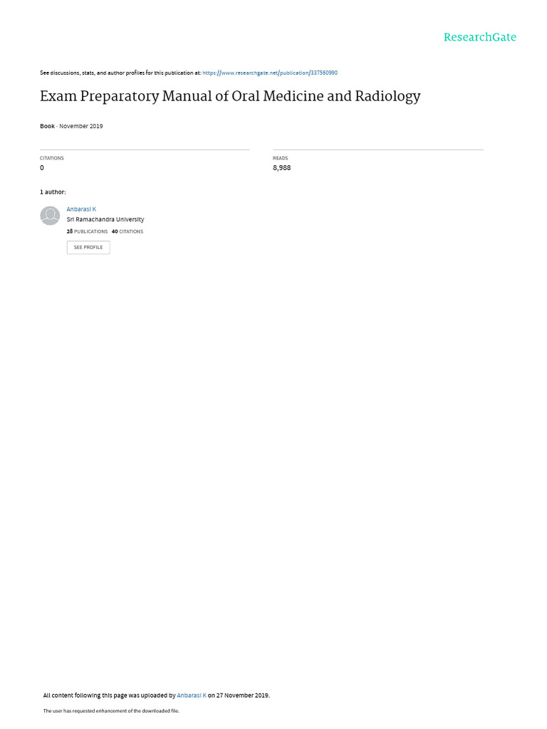 Anbarasi Prelims | PDF | Dentistry | Radiology