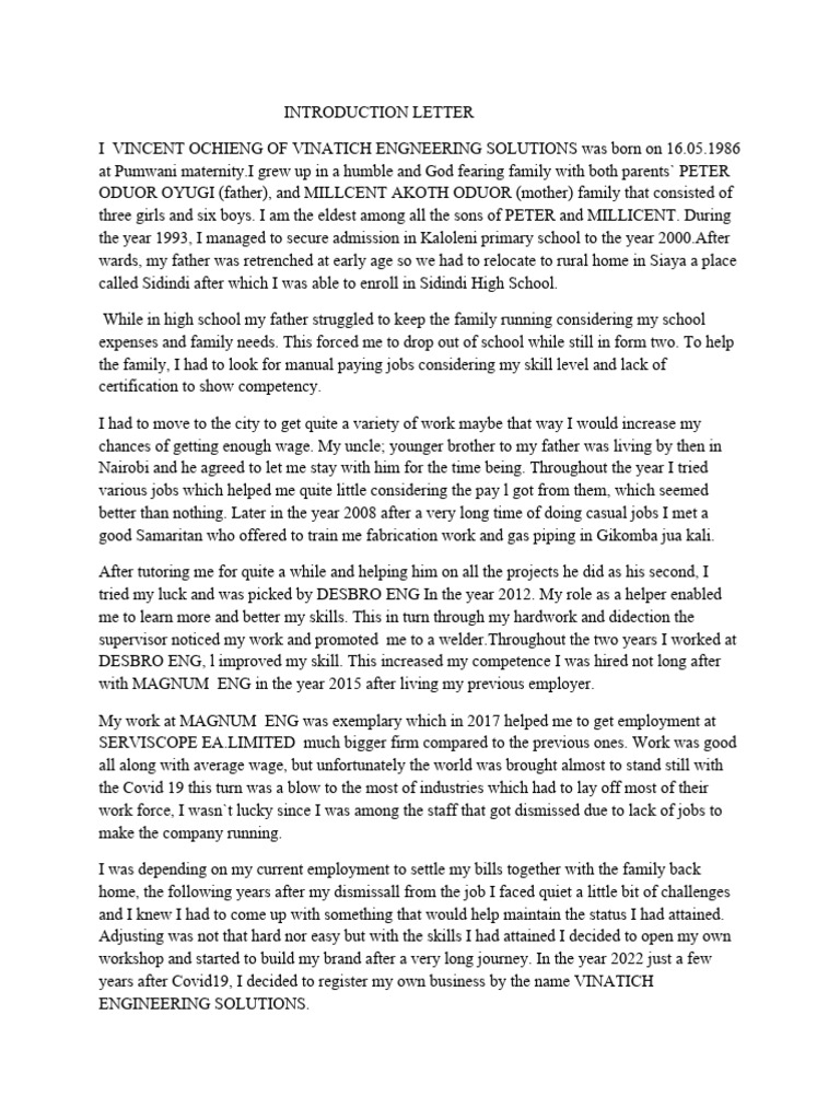 Introduction Letter | PDF