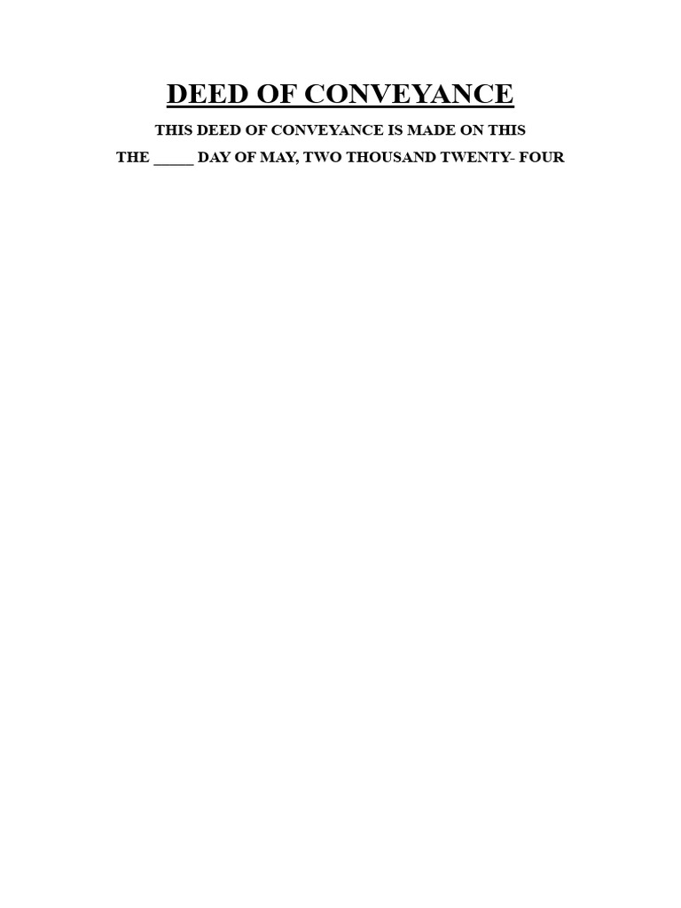 Deed of Conveyance for Vacant Land | PDF | Common Law | Property Law