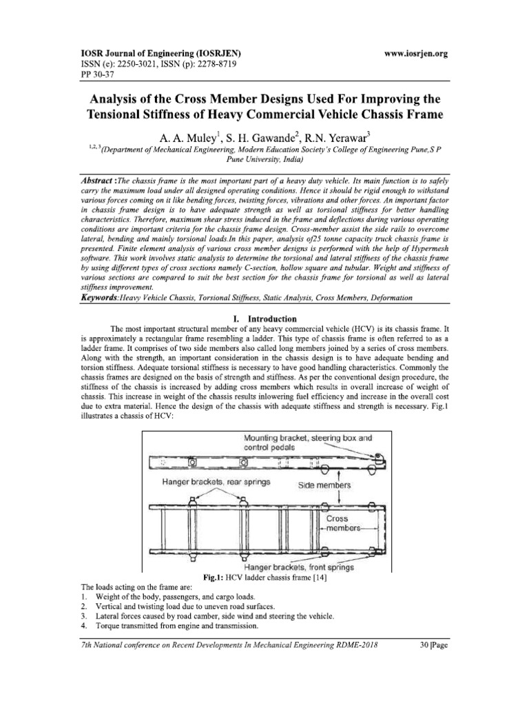 1 - Analysis of The Cross Member Designs Used For Improving The Tensional Stiffness of Heavy ...