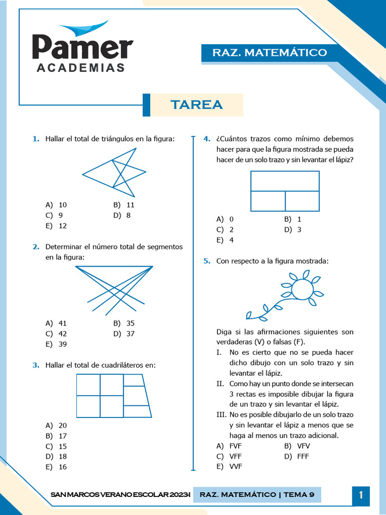 Tarea - Sem9 - RM - Trazo y Conteo de Figuras | PDF | Geometría del plano euclidiano | Politopos