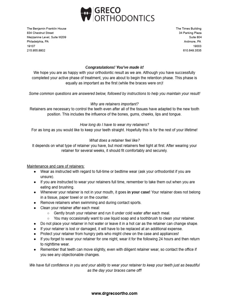 Retainer-Sheet | PDF | Toothbrush | Dentistry