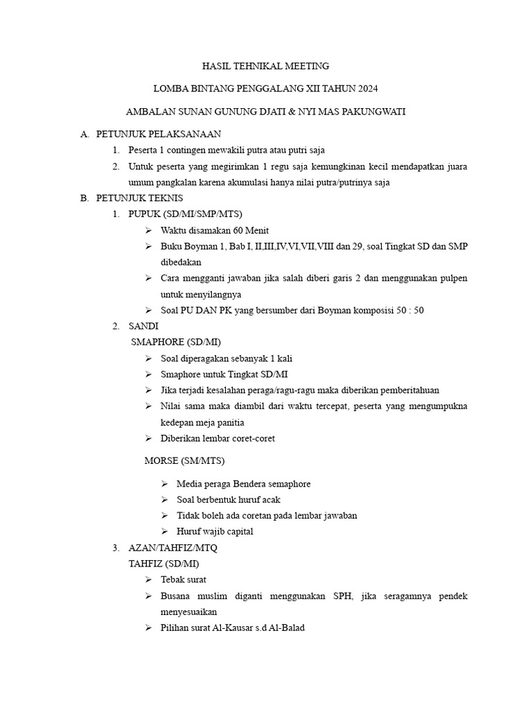 Hasil Tehmit Bintang Penggalang 12 | PDF