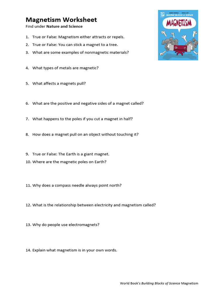 Magnetism Ebook Worksheet Teachers | PDF