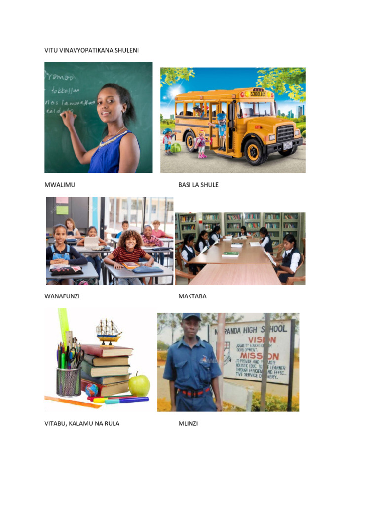 Vitu Vinavyopatikana Shuleni | PDF