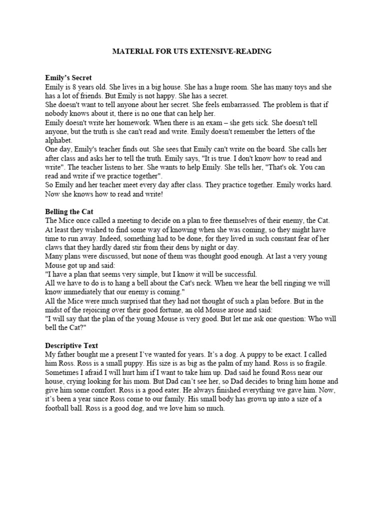 Midtest Extensive Reading Material | PDF