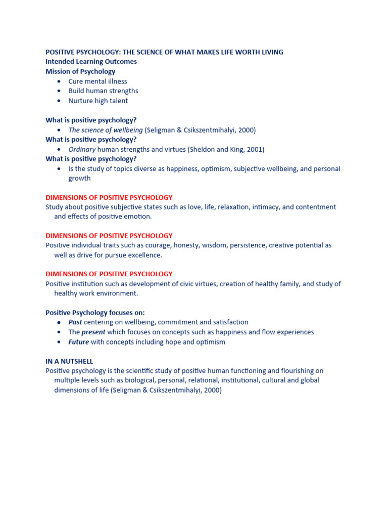 Positive Psychology | PDF | Positive Psychology | Well Being
