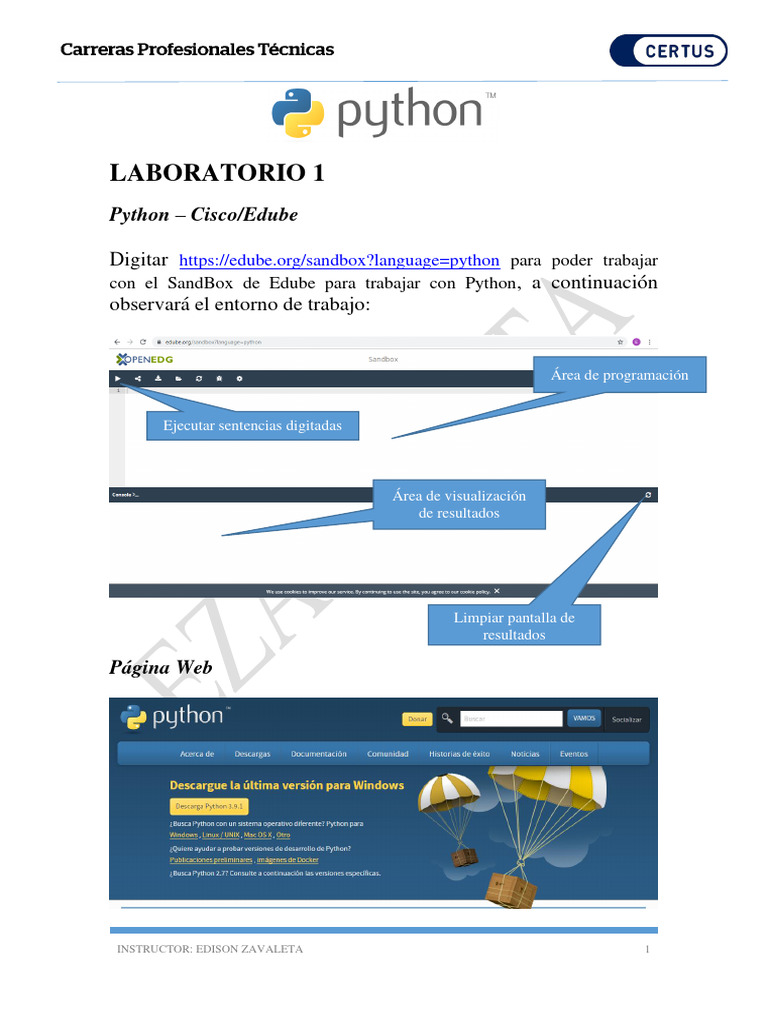 Phyton-LABORATORIO 1 | PDF | Python (lenguaje de programación) | Arquitectura de Computadores