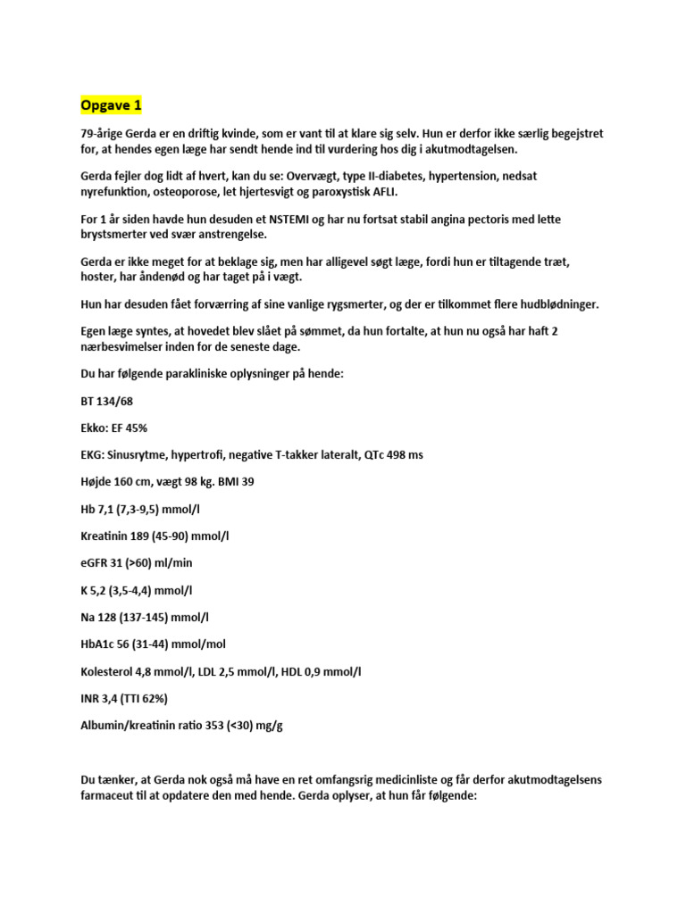 Opgave 1 Medicingennemgang | PDF