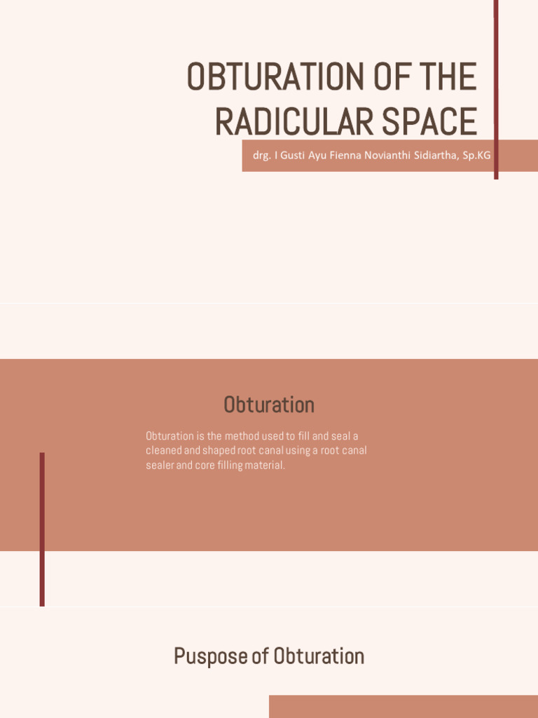 Obturation of The Radicular Space | PDF | Mouth | Tooth