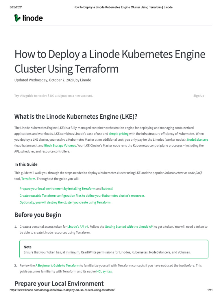 Deploying LKE Using Terraform On Linode | PDF