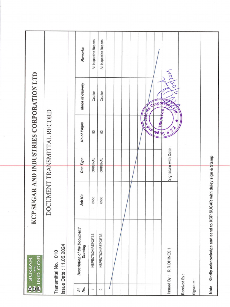 Document Transmittal Record No.010 | PDF