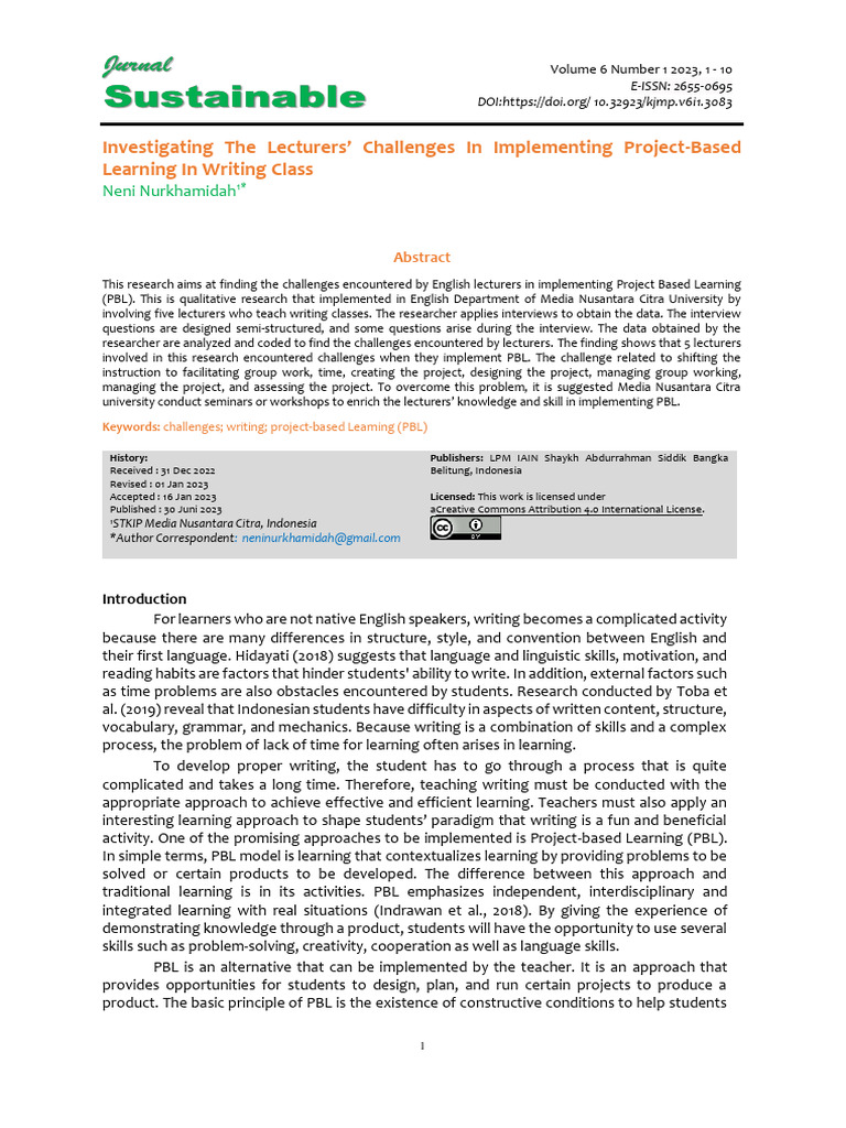 3083-Article Text-9633-1-10-20230604 | PDF | Project Based Learning | English As A Second Or ...