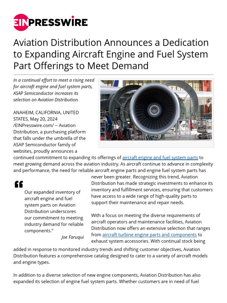 EINPresswire 713023965 Aviation Distribution Announces A Dedication To ...