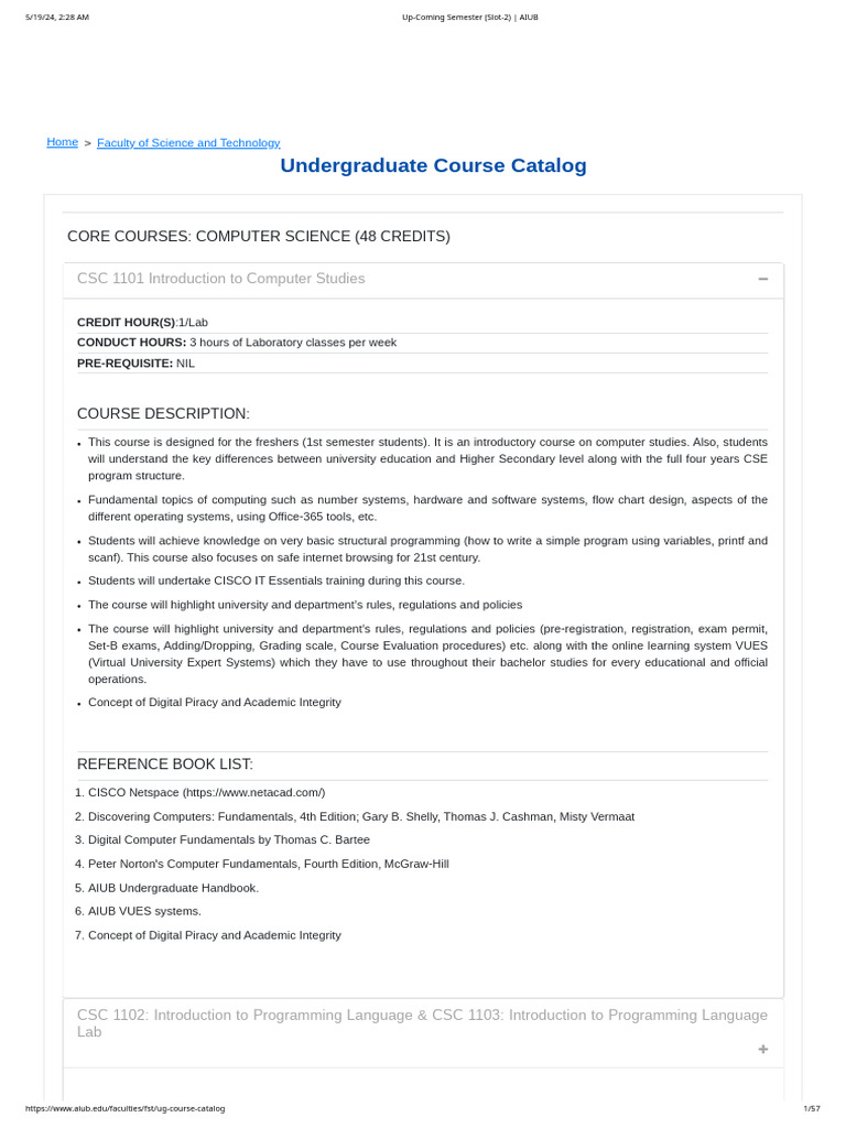 AIUB Undergraduate Course Catalog | PDF | Amplifier | Unified Modeling Language
