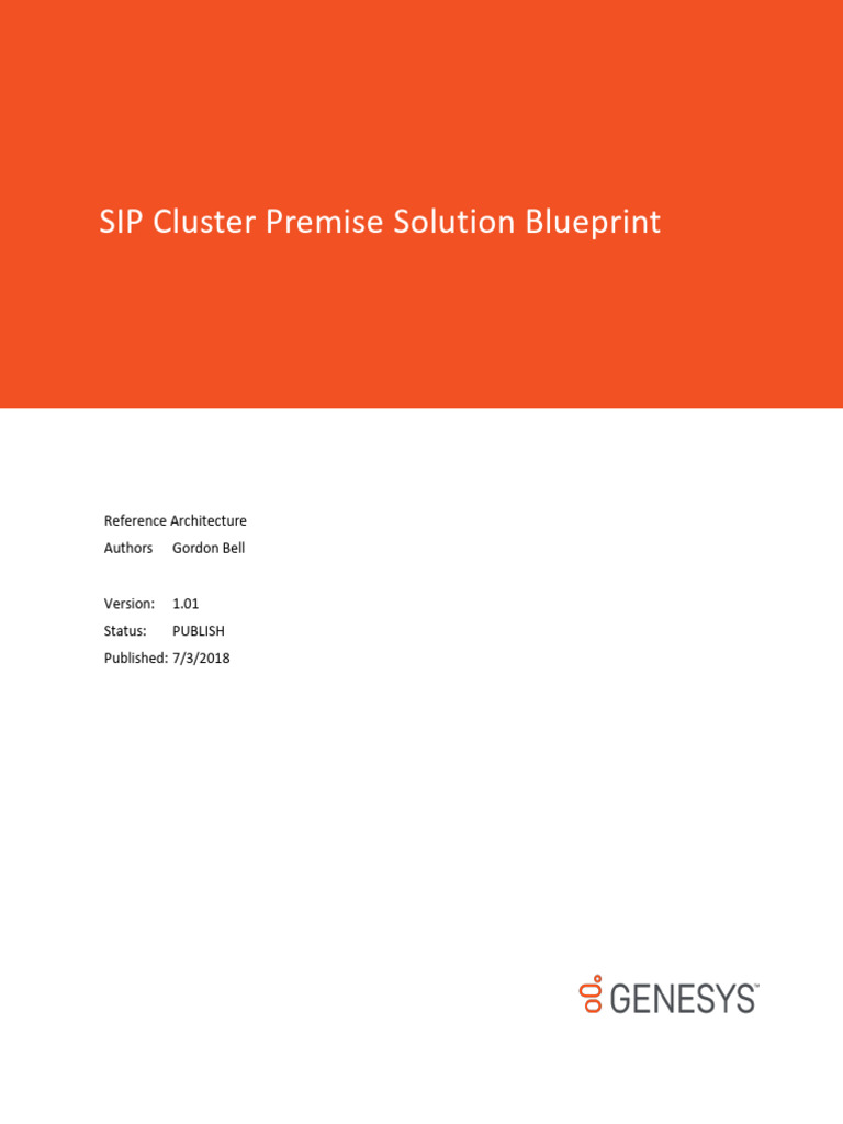 SIP Cluster on Premise Blueprint v1.0 | PDF | Session Initiation Protocol | Computer Cluster