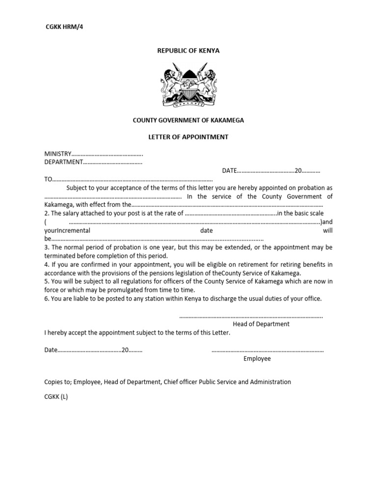 Letter of Appointment-Cgkk HRM 4 | PDF