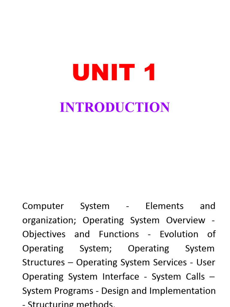 Unit 1 Class 1 Pdf Computer Data Storage Operating System