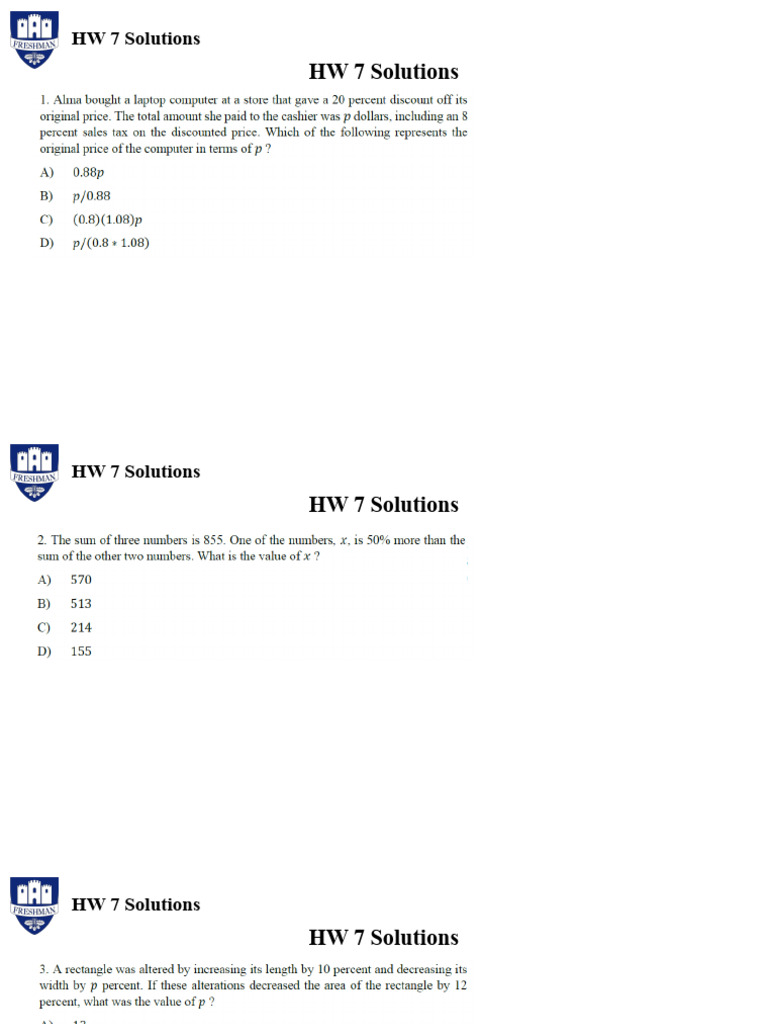 HW 7 Solutions Overview | PDF