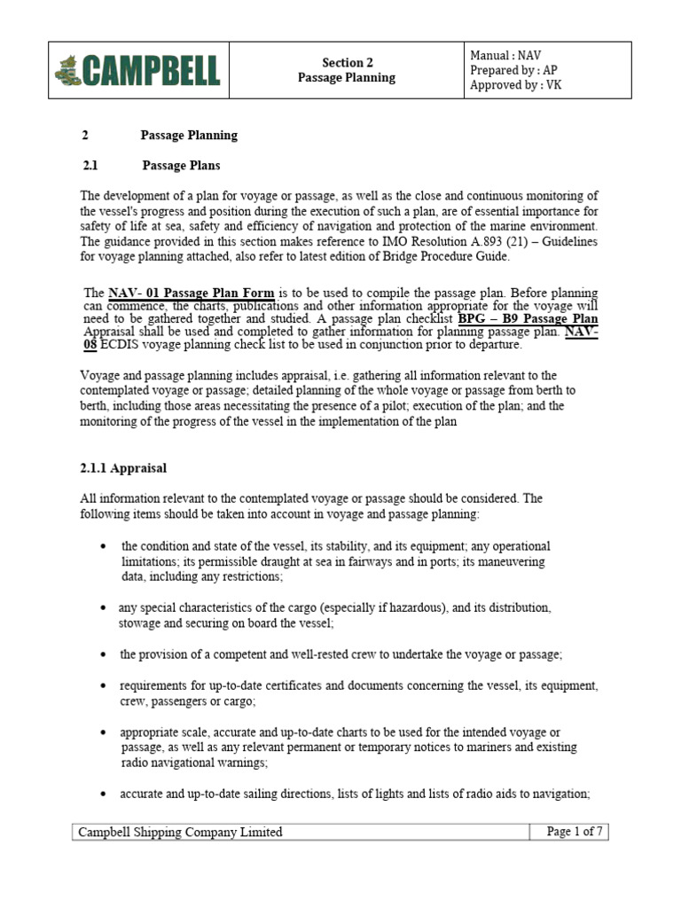 Navigation Manual - Sect 2 - Passage Planning | PDF | Navigation