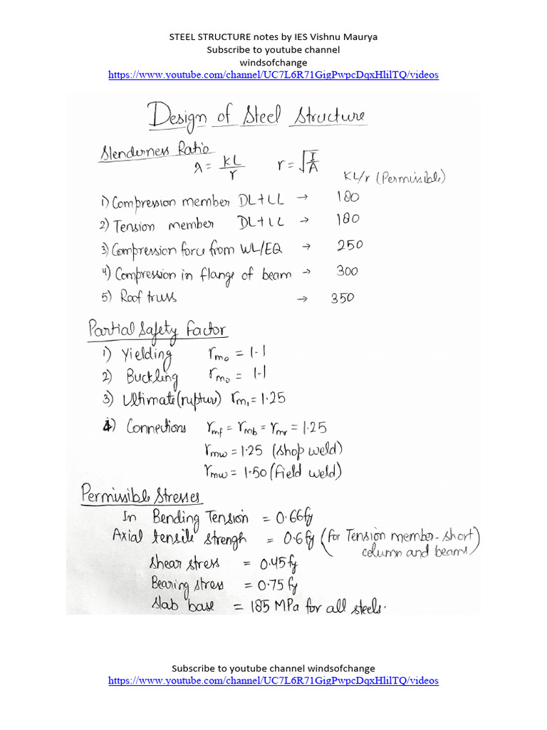 Steel Structure Notes by Vishnu Maurya | PDF | You Tube