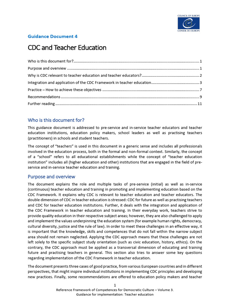 CDC Framework in Teacher Education | PDF | Teacher Education | Teachers