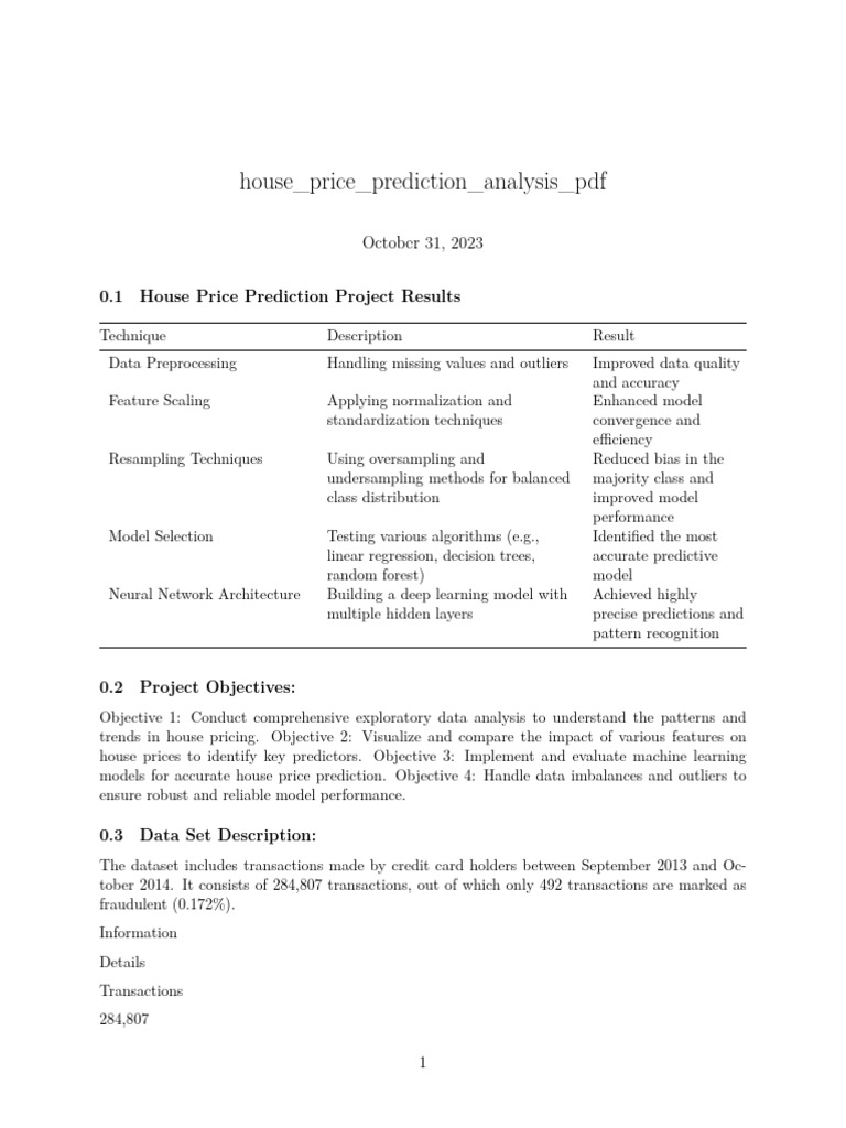 House Price Prediction Analysis PDF | PDF | Prediction | Coefficient Of Determination