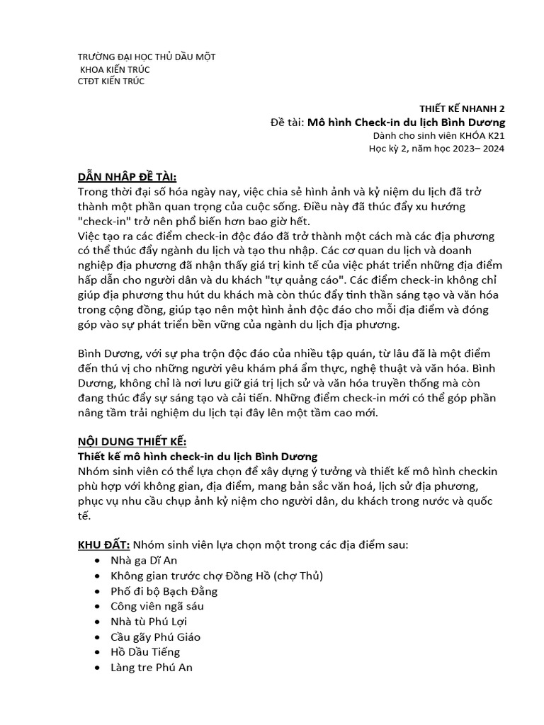 TKN2 - Mô Hình Check in Bình Dương | PDF