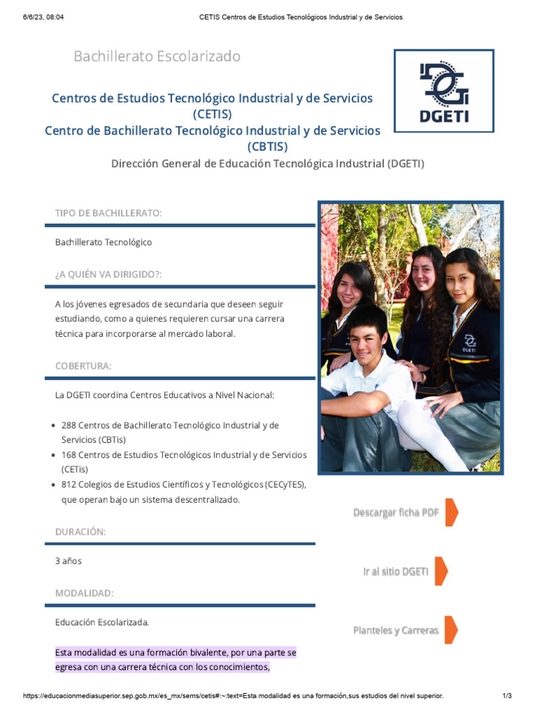 CETIS Centros de Estudios Tecnológicos Industrial y de Servicios | PDF | Desarrollo profesional