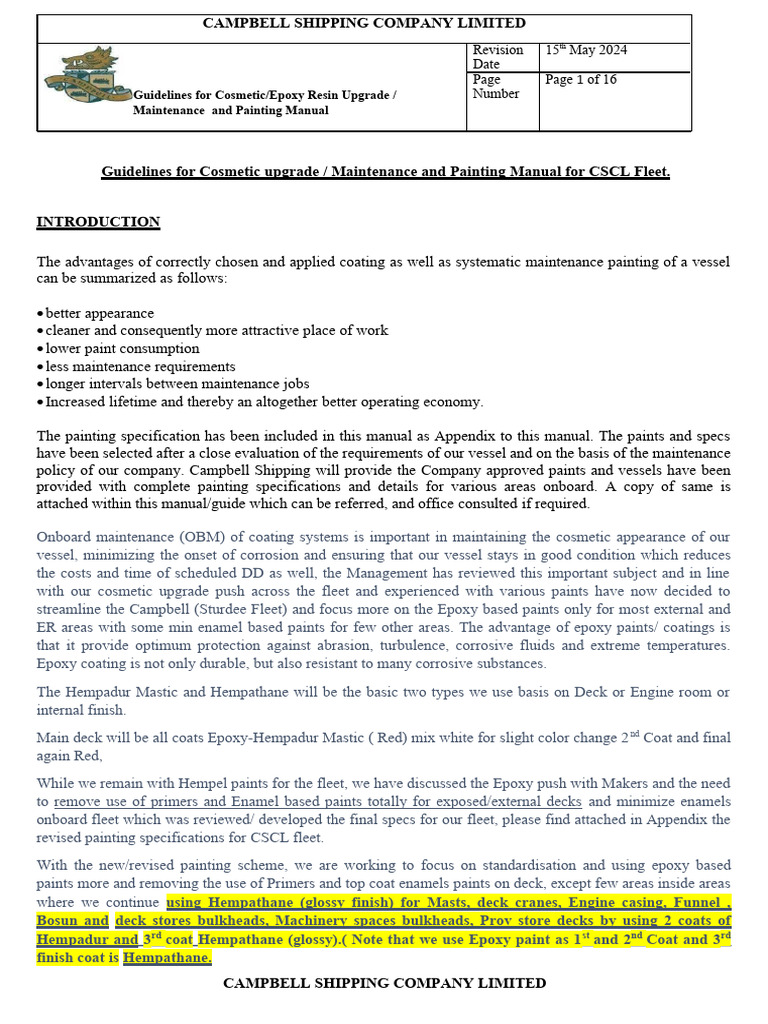 Cosmetic Epoxy Resin Upgrade Maintenance and Painting Manual and ...
