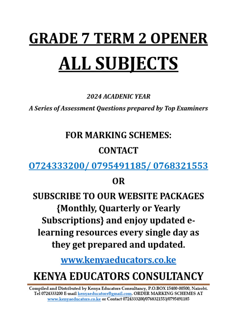 g7 Jss Term 2 Opener Exams 2024 | PDF