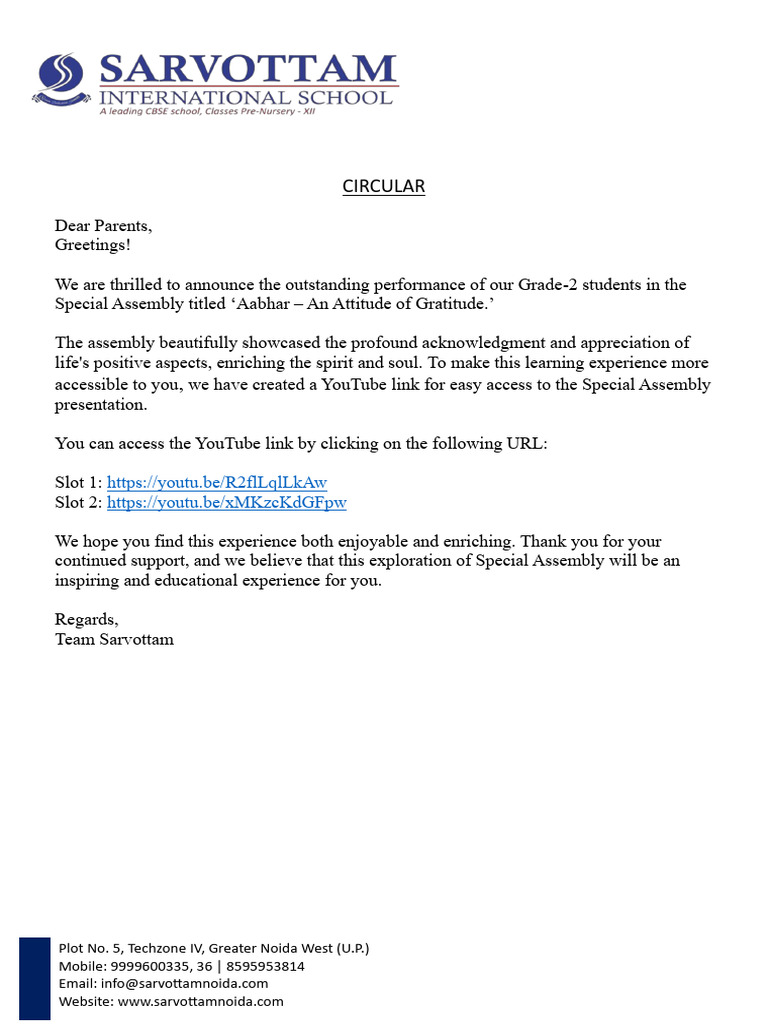 Special Assembly - Circular (1) | PDF