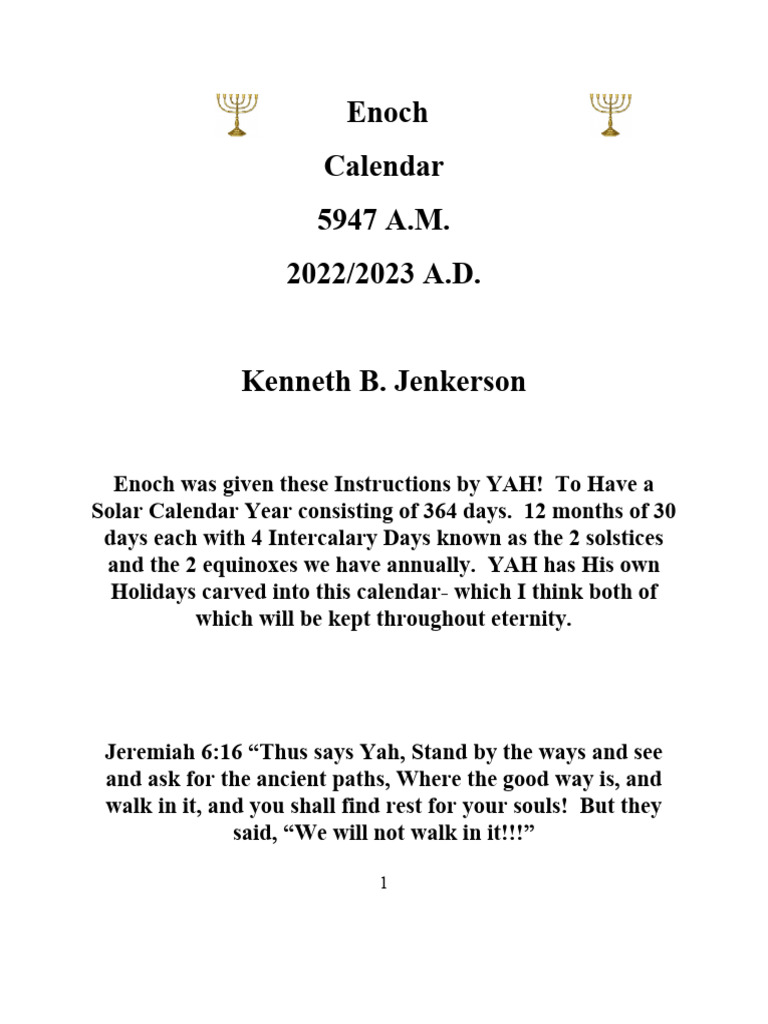 Enoch Calendar 2022-2023 | PDF | Passover