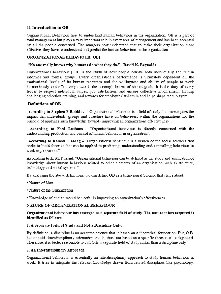 OB Module 1 | PDF | Organizational Behavior | Diversity (Business)