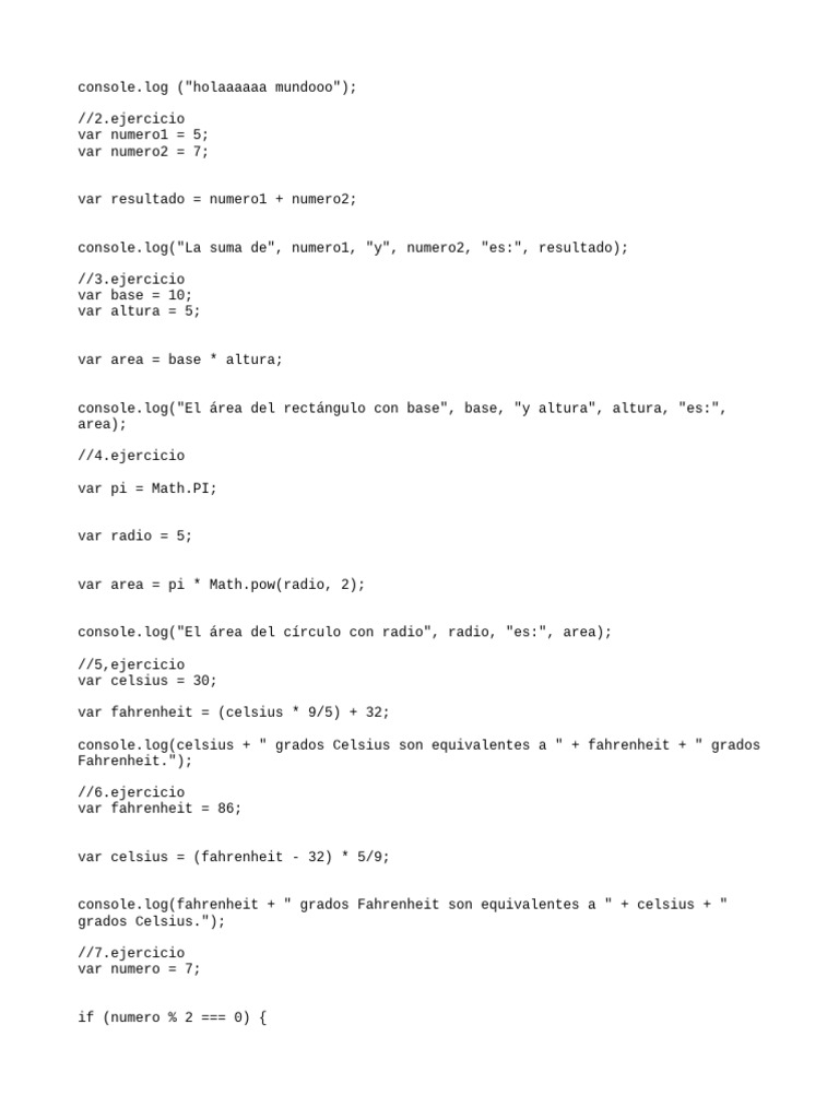 Ejercicios Console Javascript | PDF | Fahrenheit | Celsius